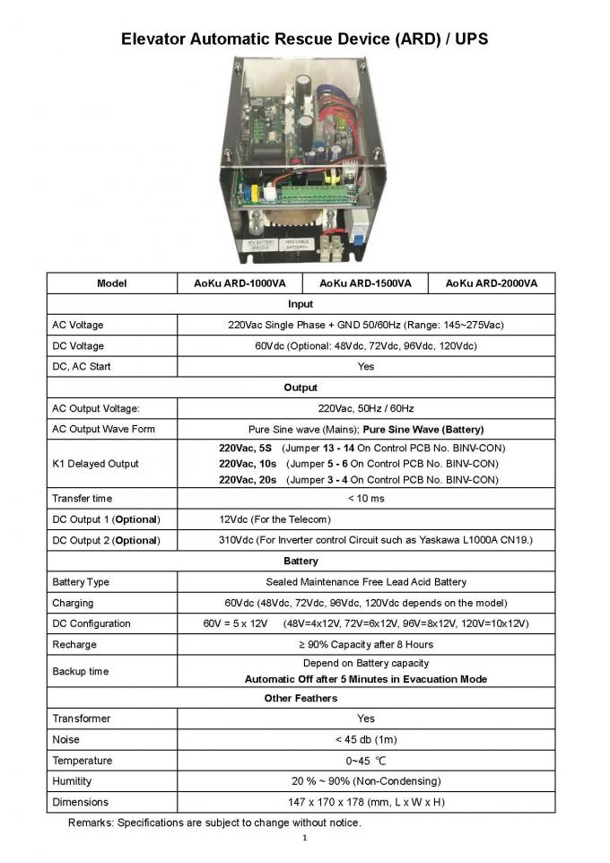AoKu Elevator Automatic Rescue Device (ARD), Elevator Rescue UPS ...